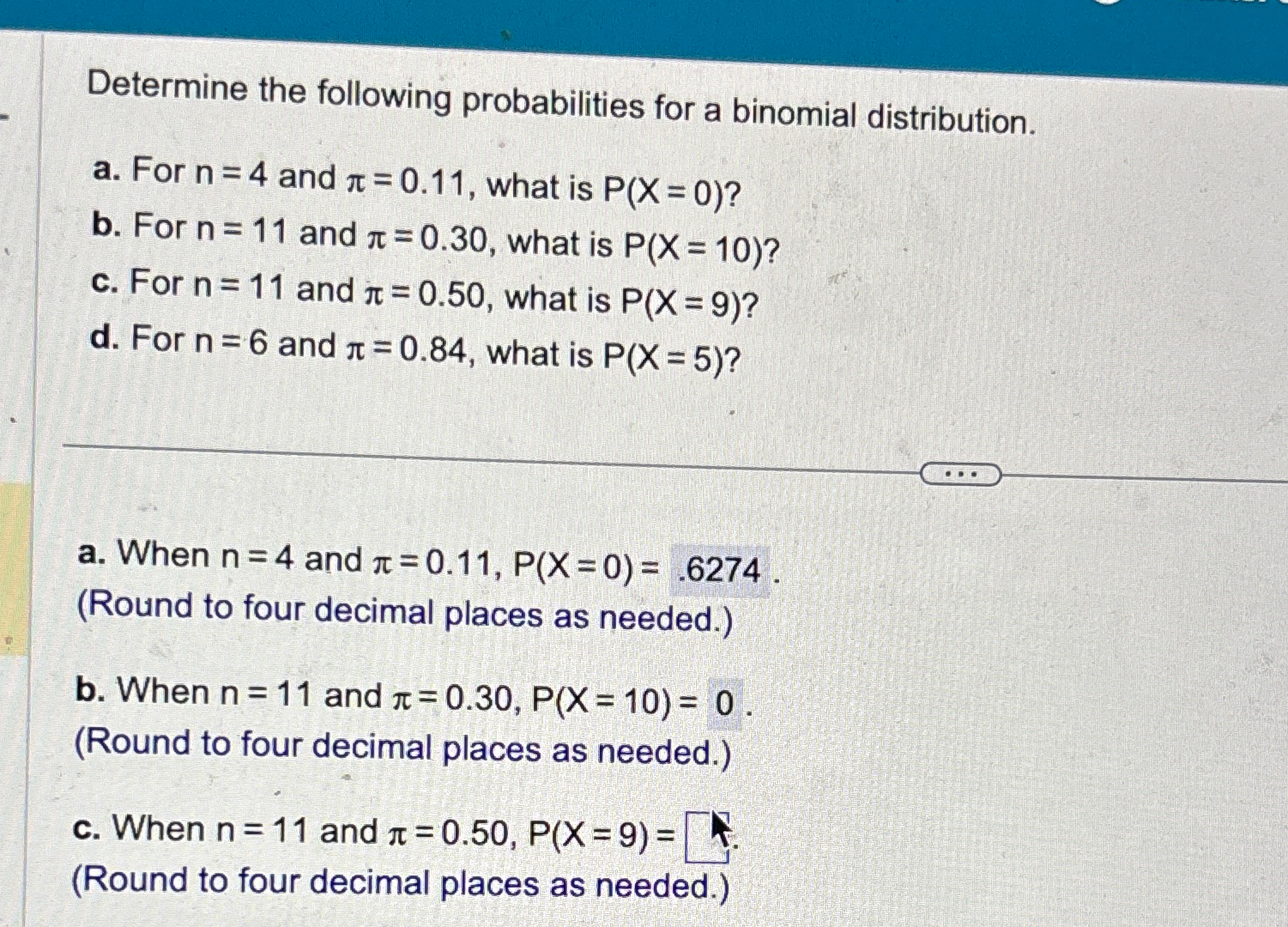 Solved Determine the following probabilities for a binomial | Chegg.com