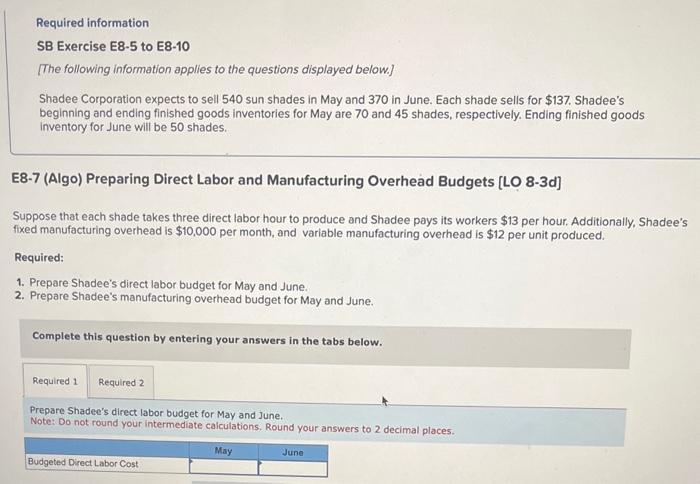 Solved Required information SB Exercise E8-5 to E8-10 [The | Chegg.com