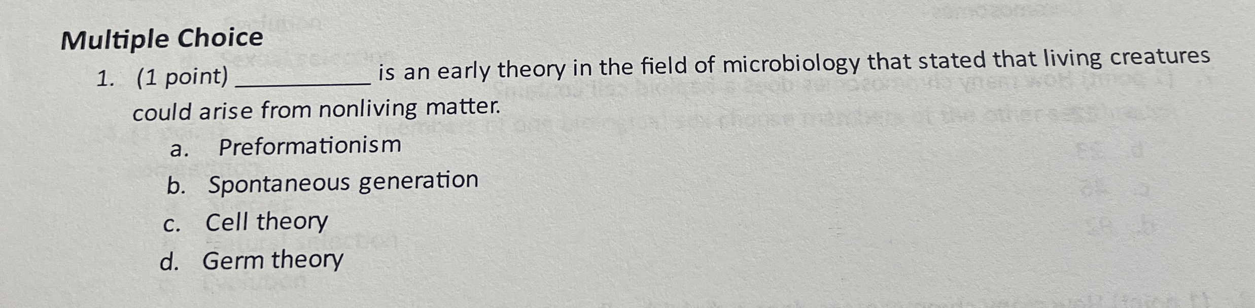 Solved Multiple Choice(1 ﻿point) ﻿is an early theory in the | Chegg.com