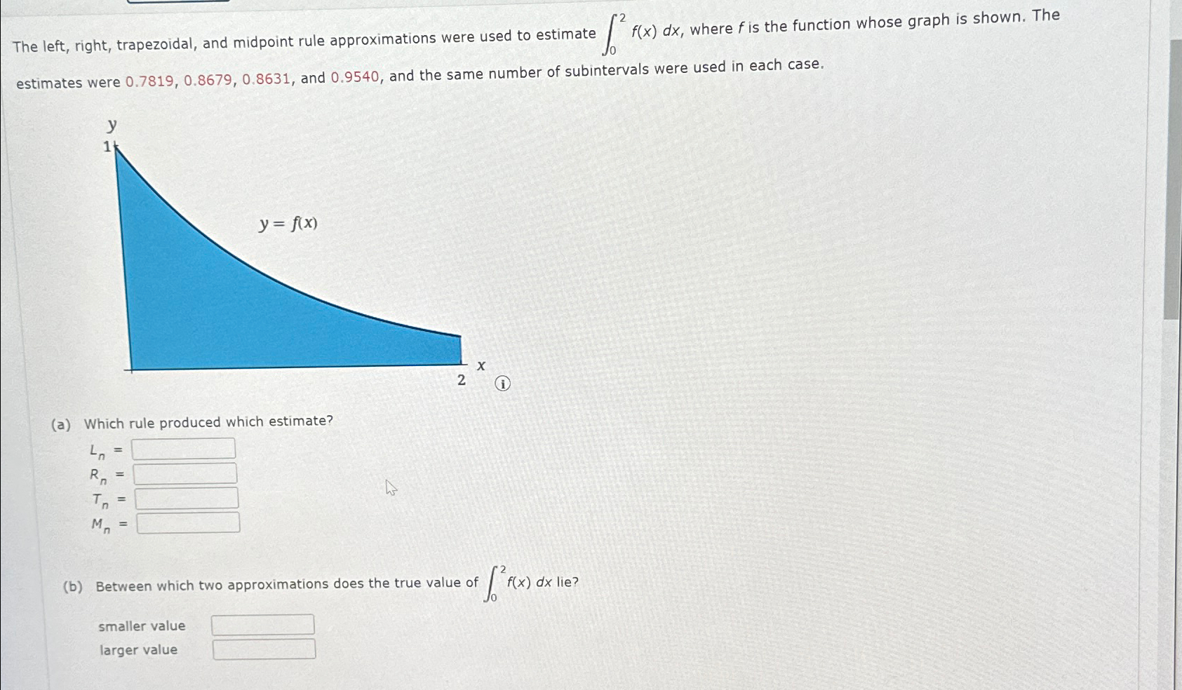 Solved The left, right, trapezoidal, and midpoint rule | Chegg.com