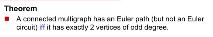 Theorem A Connected Multigraph Has An Euler Path But 
