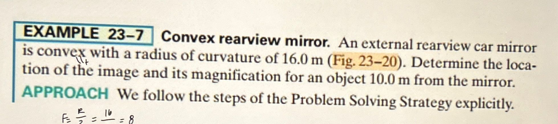 Solved EXAMPLE 23-7 ﻿Convex rearview mirror. An external | Chegg.com