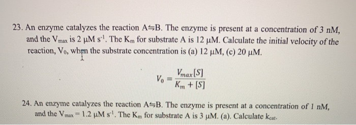 Solved 23. An enzyme catalyzes the reaction ASB. The enzyme | Chegg.com
