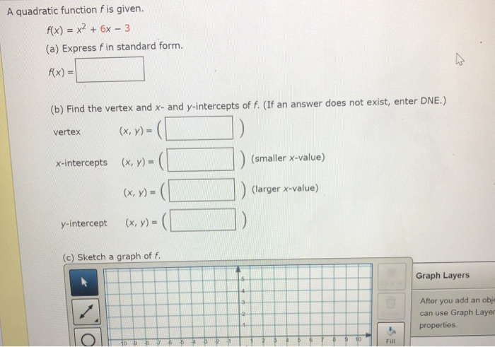 Solved A quadratic function f is given. f(x) = x2 + 6x - 3 | Chegg.com
