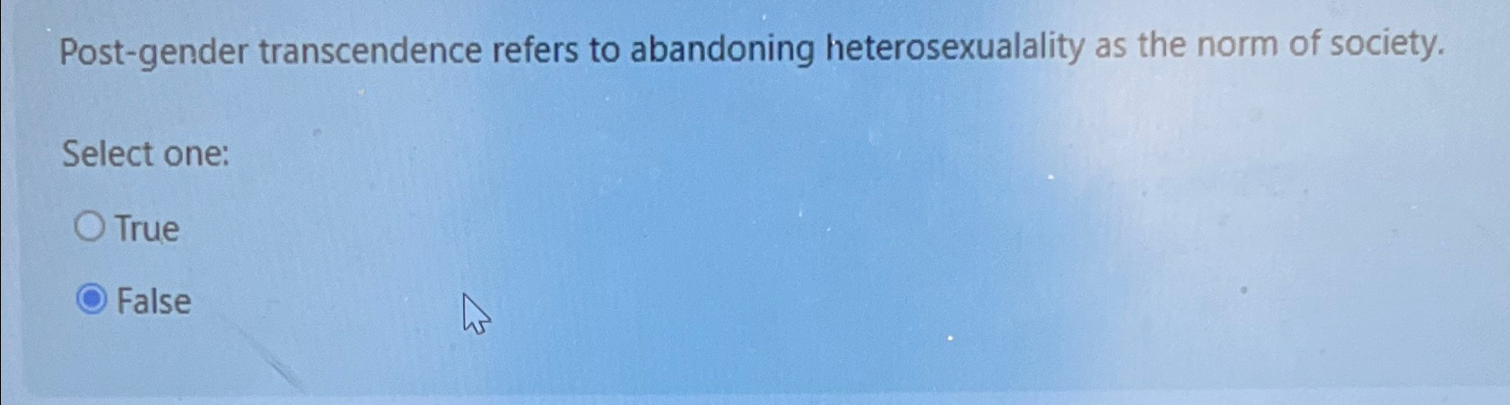 Solved Post-gender transcendence refers to abandoning | Chegg.com