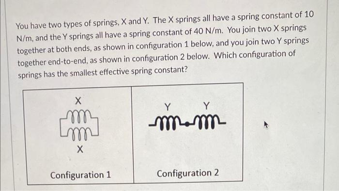 Solved You have two types of springs, X and Y. The X springs | Chegg.com