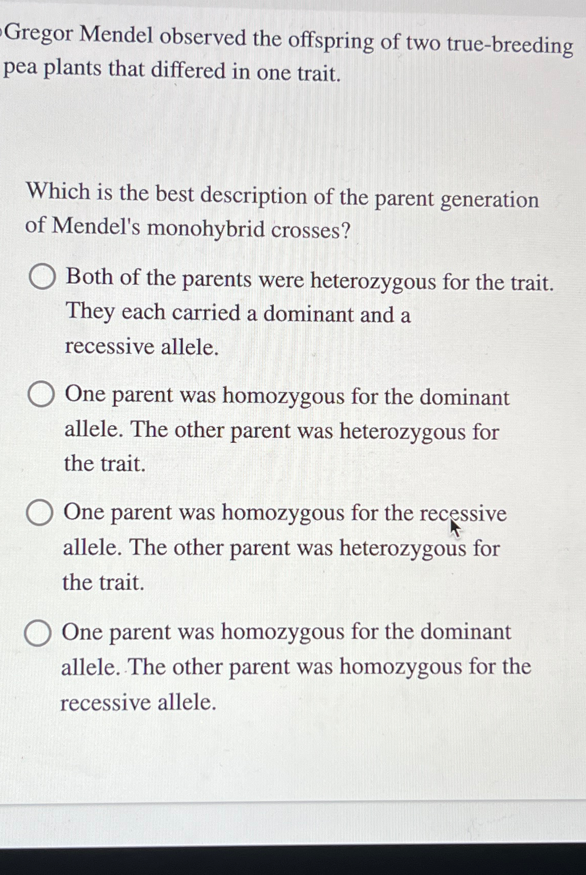 Solved Gregor Mendel observed the offspring of two | Chegg.com