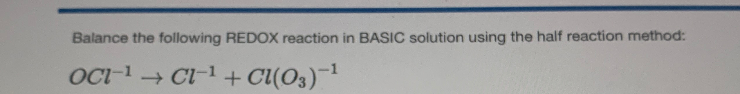 Balance the following REDOX reaction in BASIC | Chegg.com