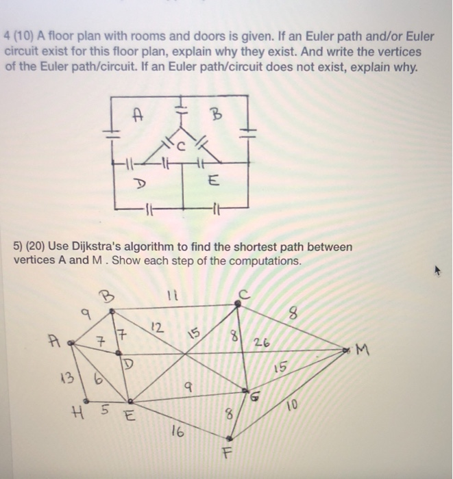 Solved 4 (10) A floor plan with rooms and doors is given. If | Chegg.com