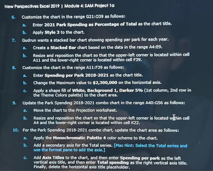 Solved 6. Customize the chart in the range G21:039 as | Chegg.com