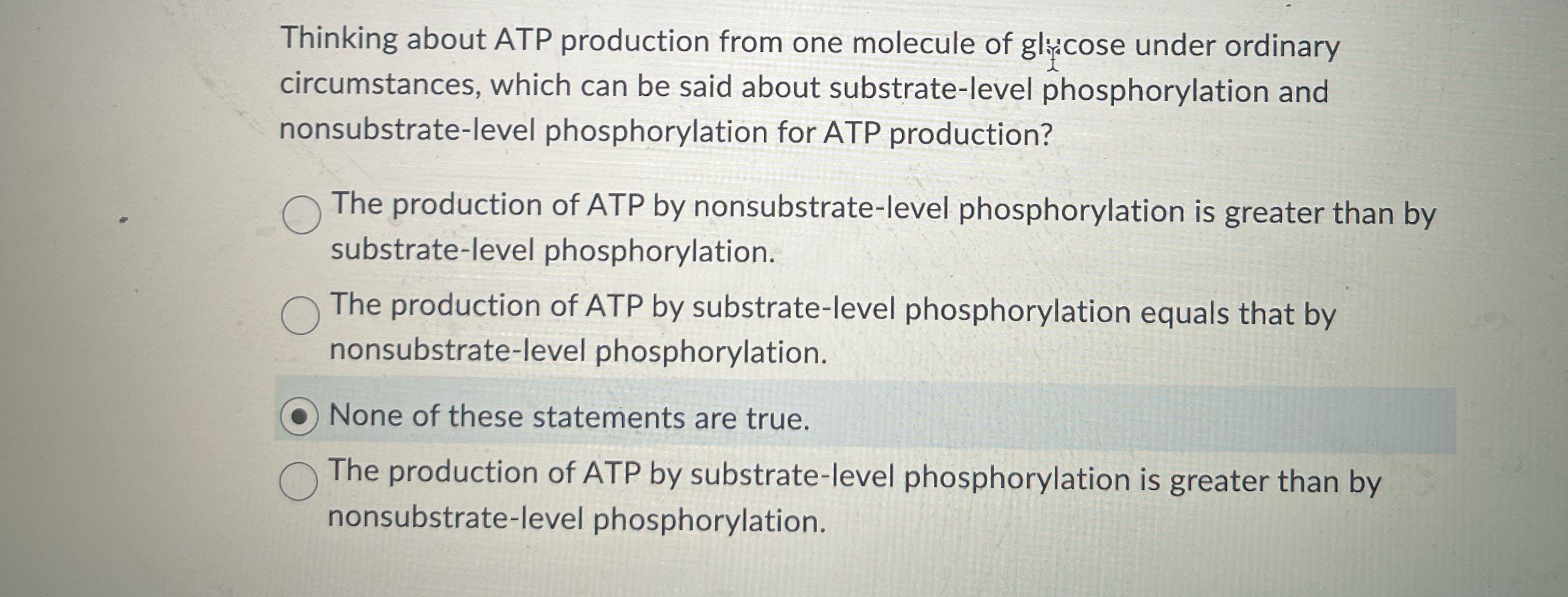 Solved Thinking about ATP production from one molecule of | Chegg.com