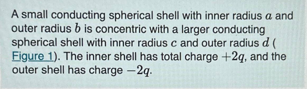 A small conducting spherical shell with inner radius | Chegg.com