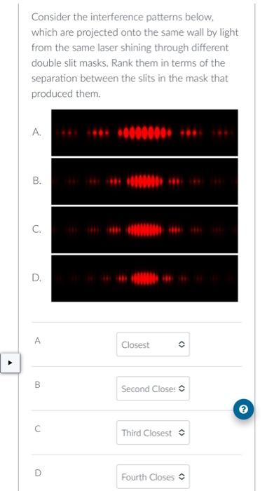 Solved Consider the interference patterns below. which are | Chegg.com