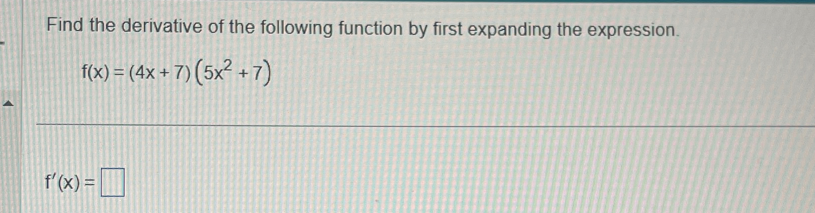 Solved Find the derivative of the following function by | Chegg.com