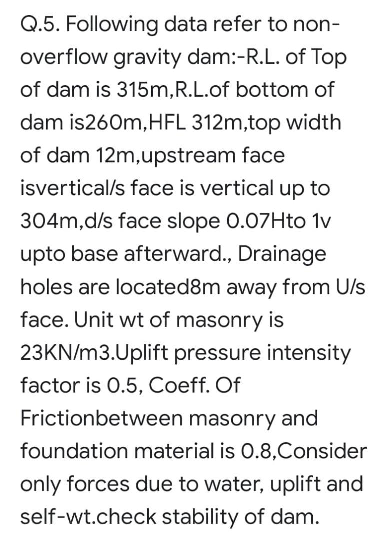 Solved Following data refer to non-overflow gravity | Chegg.com