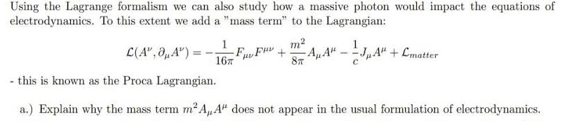 Solved Using the Lagrange formalism we can also study how a | Chegg.com
