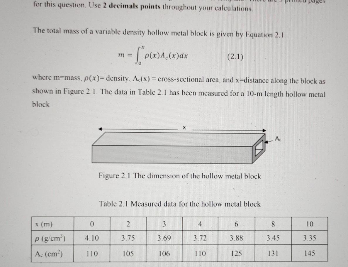 Solved for this question. Use 2 decimals points throughout | Chegg.com
