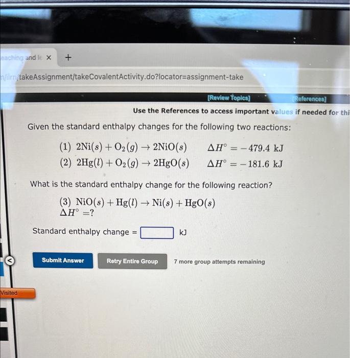 Solved (1) 2Ni(s)+O2(g)→2NiO(s)ΔH∘=−479.4 kJ (2) | Chegg.com