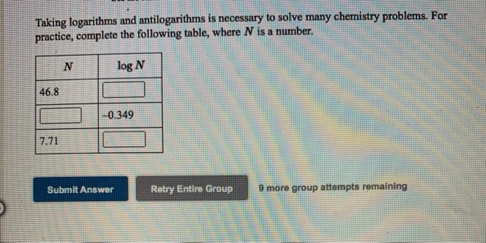 Solved Taking logarithms and antilogarithms is necessary to | Chegg.com