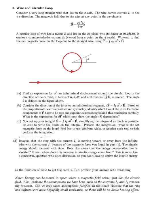 3. Wire and Circular Loop Consider a very long | Chegg.com
