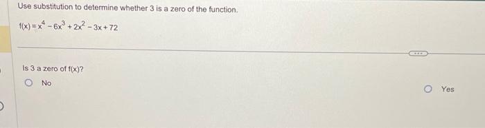 Solved Use substitution to determine whether 3 is a zero of | Chegg.com