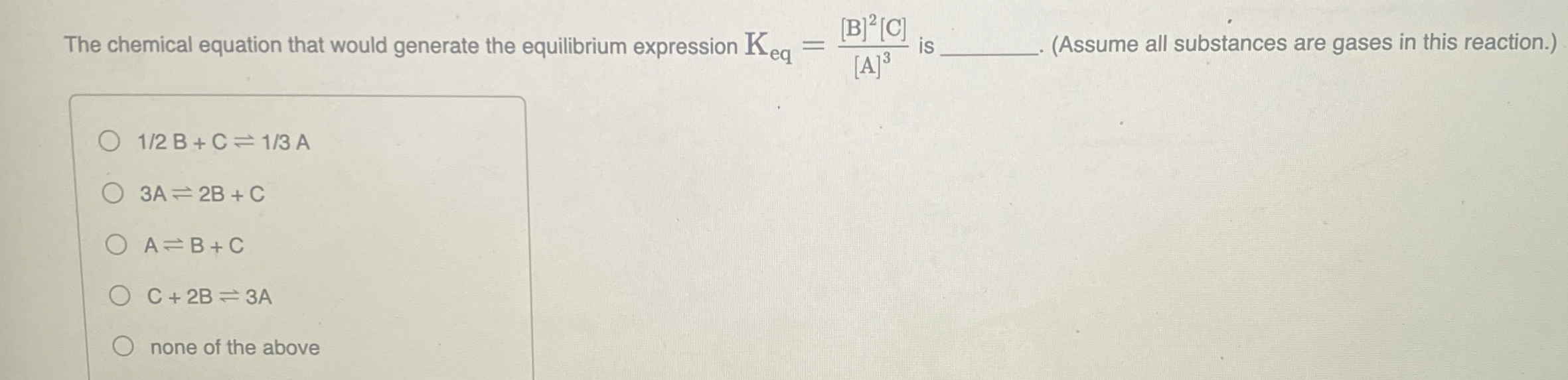 Solved The chemical equation that would generate the | Chegg.com
