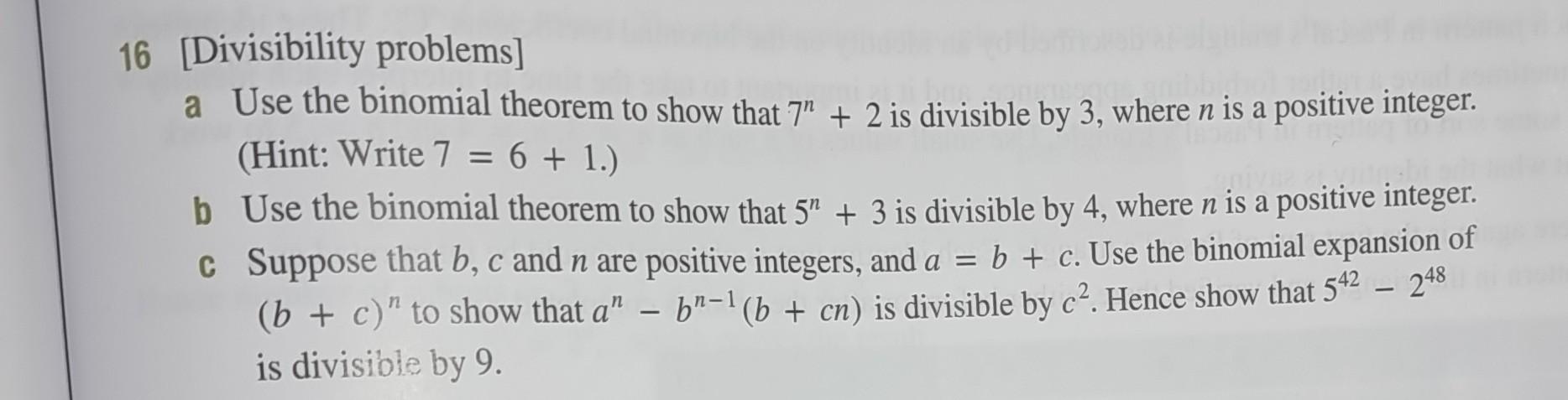 Solved 16 [Divisibility problems] a Use the binomial theorem | Chegg.com