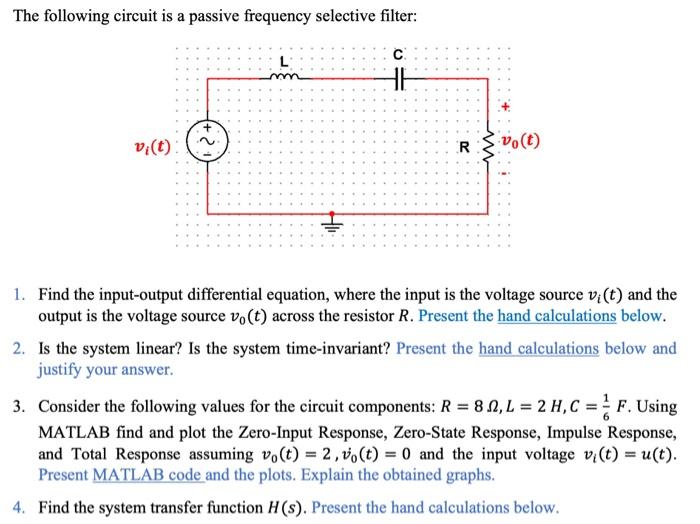 Solved The following circuit is a passive frequency | Chegg.com