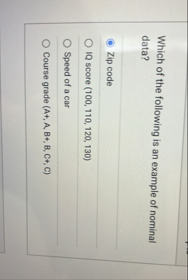 Solved Which of the following is an example of nominal | Chegg.com