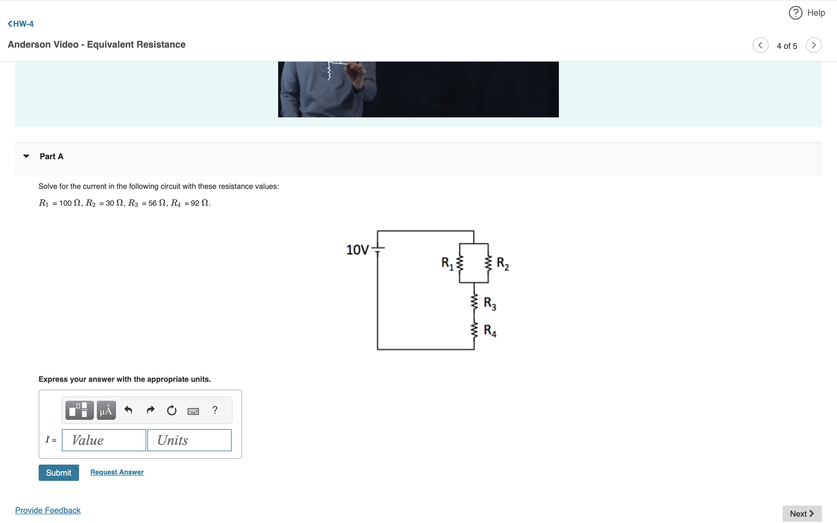 Solve for the current in the following circuit with | Chegg.com