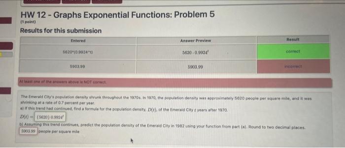 Solved HW 12 - Graphs Exponential Functions: Problem 5 (1) | Chegg.com