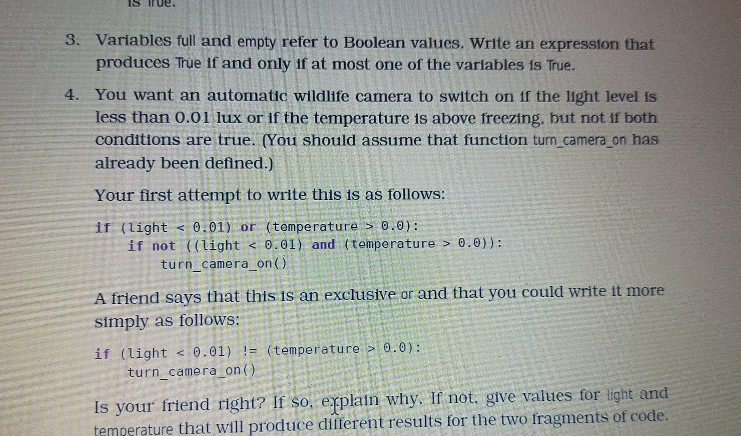 Solved 3 Variables Full And Empty Refer To Boolean Values 1523