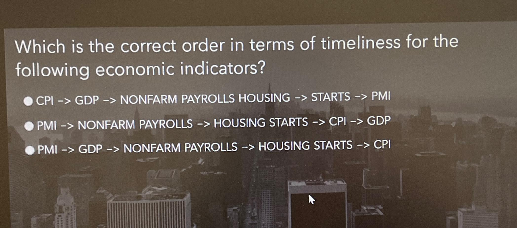 Solved Which is the correct order in terms of timeliness for | Chegg.com