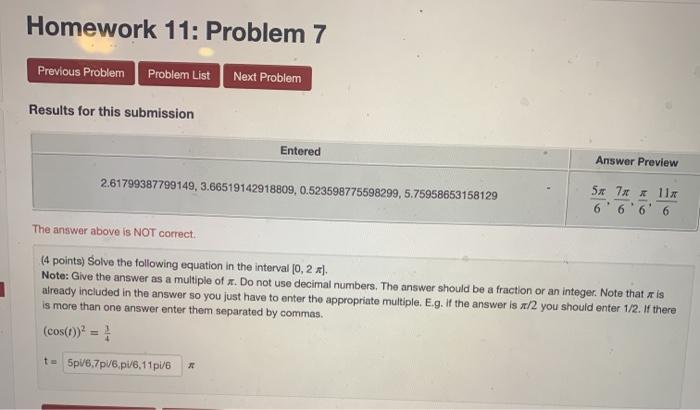 Solved Homework 11 Problem 7 Previous Problem Problem List 