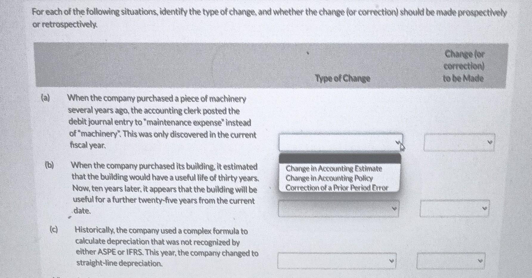 Solved For each of the following situations, identify the | Chegg.com