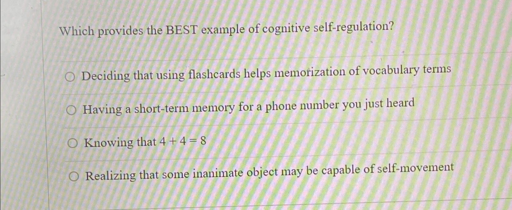 Solved Which provides the BEST example of cognitive | Chegg.com