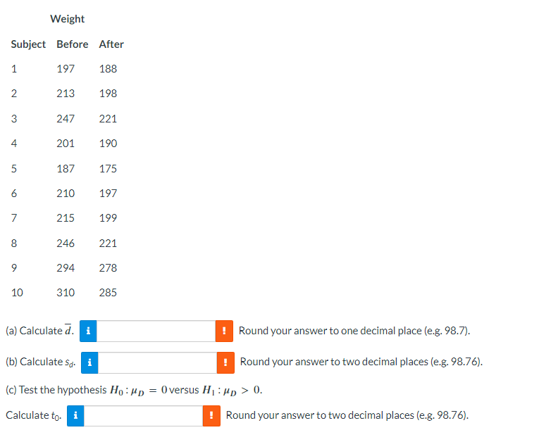 Solved Weight ﻿(a) ﻿Calculate ?bar (d). ﻿ ﻿(b) ﻿Calculate | Chegg.com
