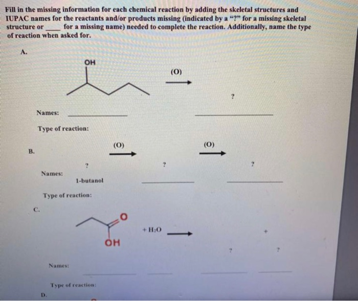 Solved Fill in the missing information for each chemical | Chegg.com