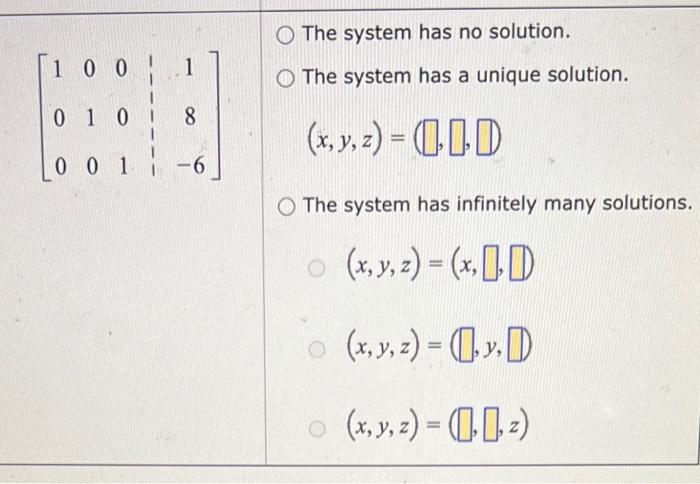 Solved Two augmented matrices for two linear systems in the | Chegg.com