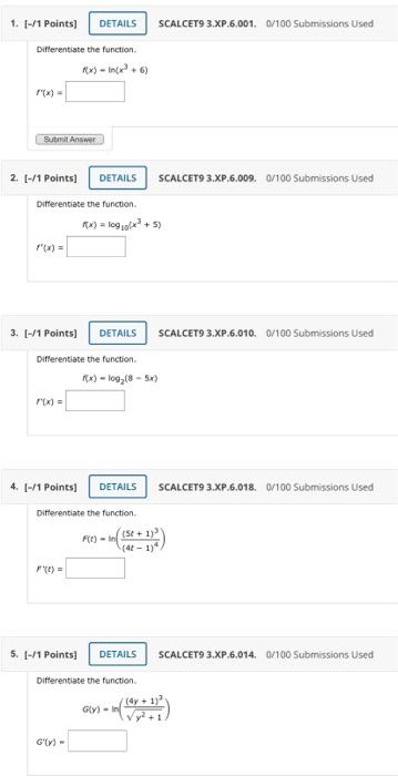 Solved 1. [-/1 Points) DETAILS SCALCET9 3.XP.6.001, 0/100 | Chegg.com
