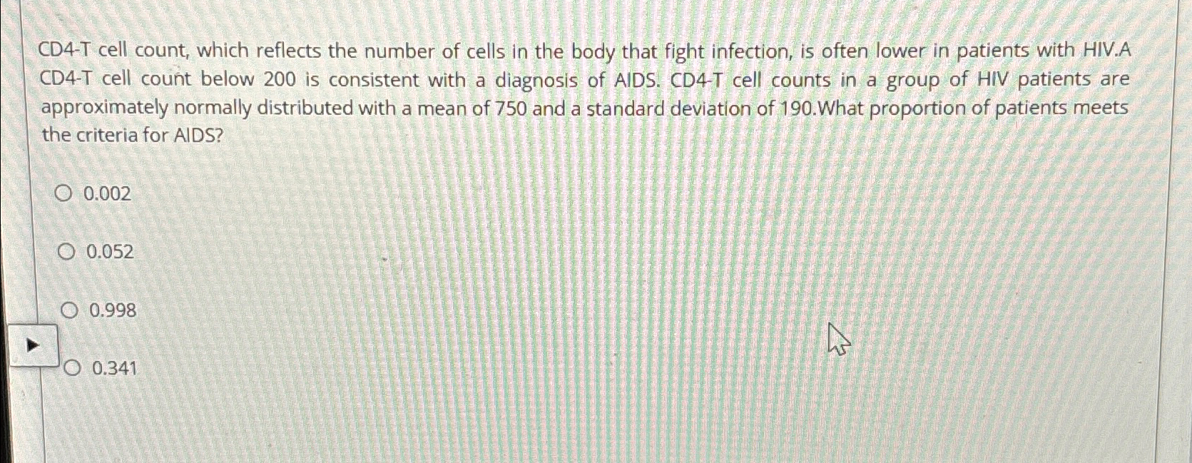 Solved CD4-T cell count, which reflects the number of cells | Chegg.com