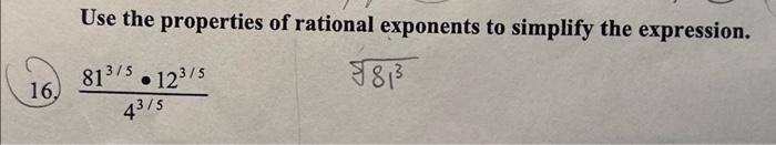 Solved Use the properties of rational exponents to simplify | Chegg.com