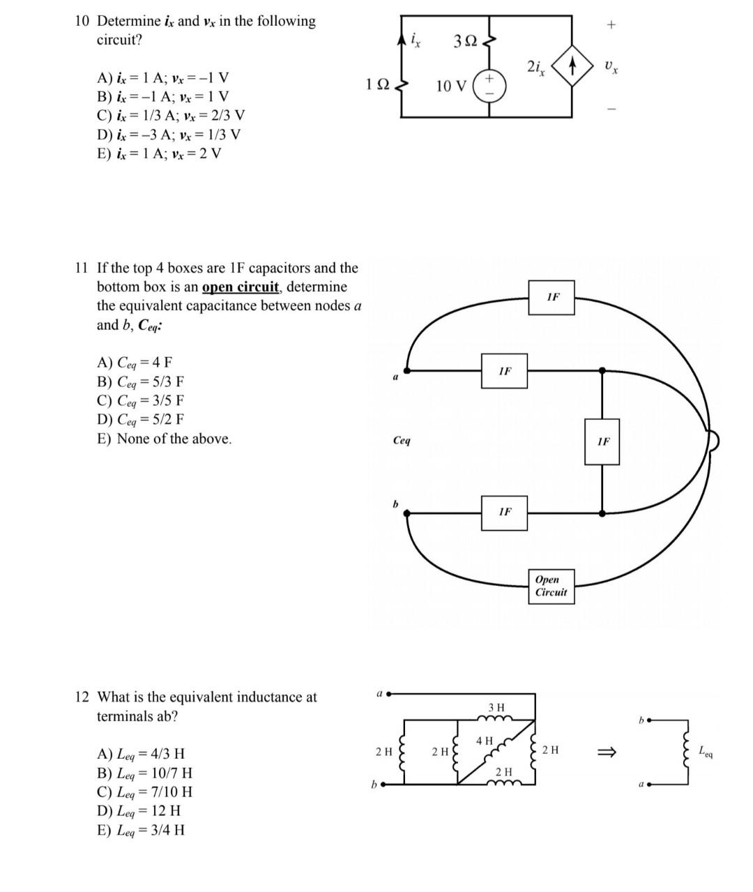 Solved 10 Determine ix and vx in the following circuit? A) | Chegg.com