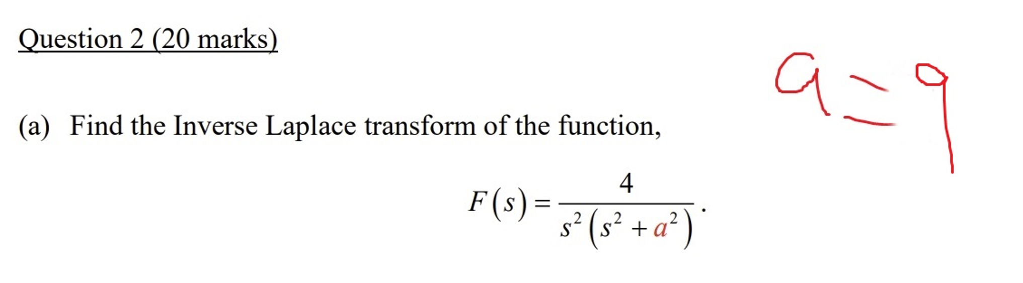 Solved Question 2 (20 ﻿marks)(a) ﻿Find the Inverse Laplace | Chegg.com