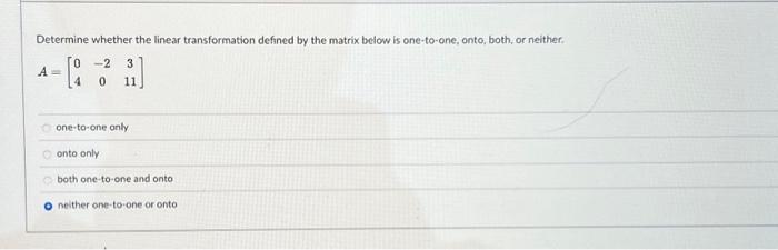 Solved Determine whether the linear transformation defined | Chegg.com