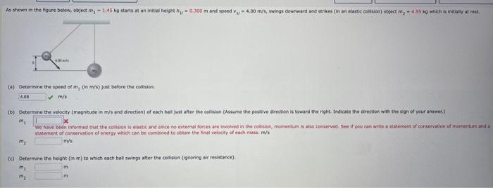 Solved As shown in the figure below, object m1−1.45 kg stars | Chegg.com