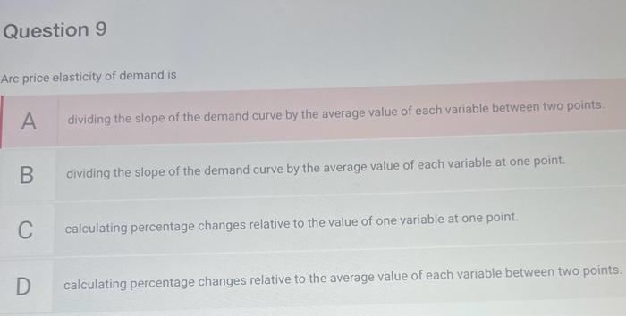Solved Arc price elasticity of demand is A dividing the | Chegg.com