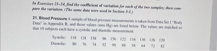 Solved In Exercises 21−24, find the coefficient of variation | Chegg.com