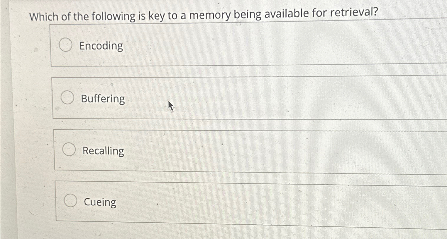 Solved Which of the following is key to a memory being | Chegg.com