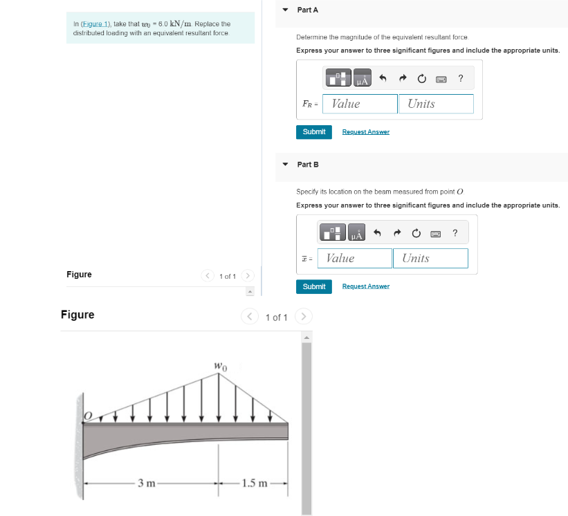 Solved Part AIn (Figure 1), ﻿take that w0=6.0kNm. ﻿Replace | Chegg.com